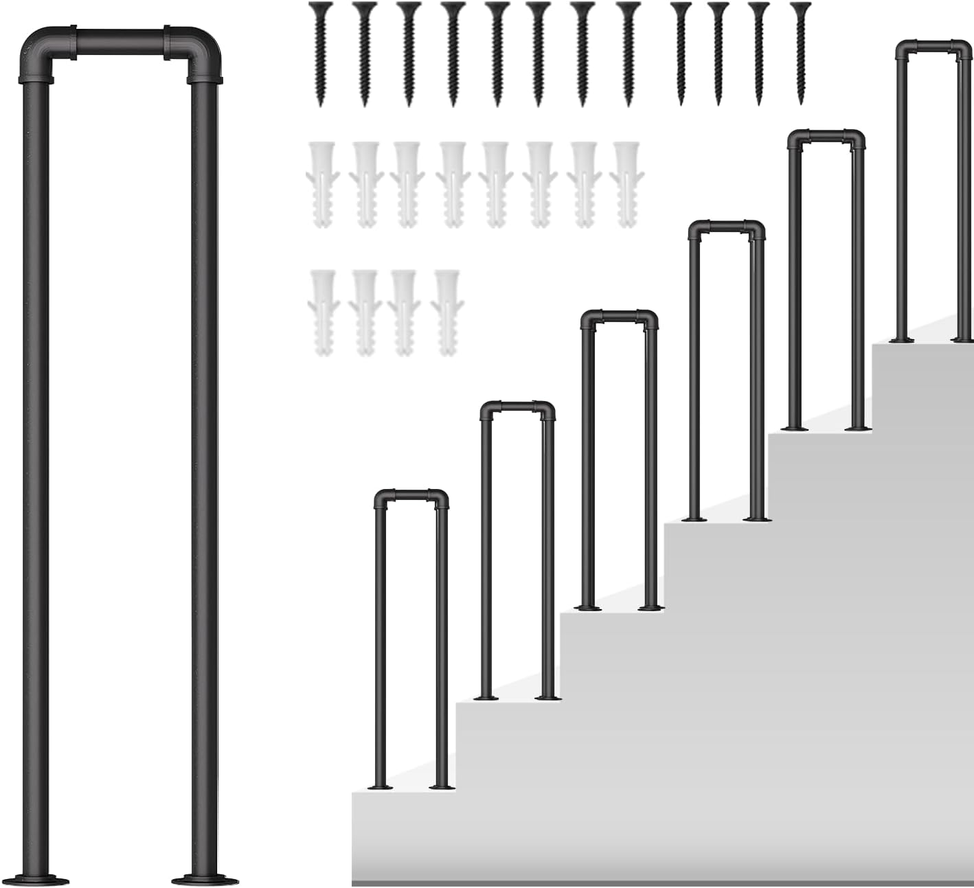 foriy U-Shaped Stair Handrail Iron Stair Railing Non-slip Support Bar ...