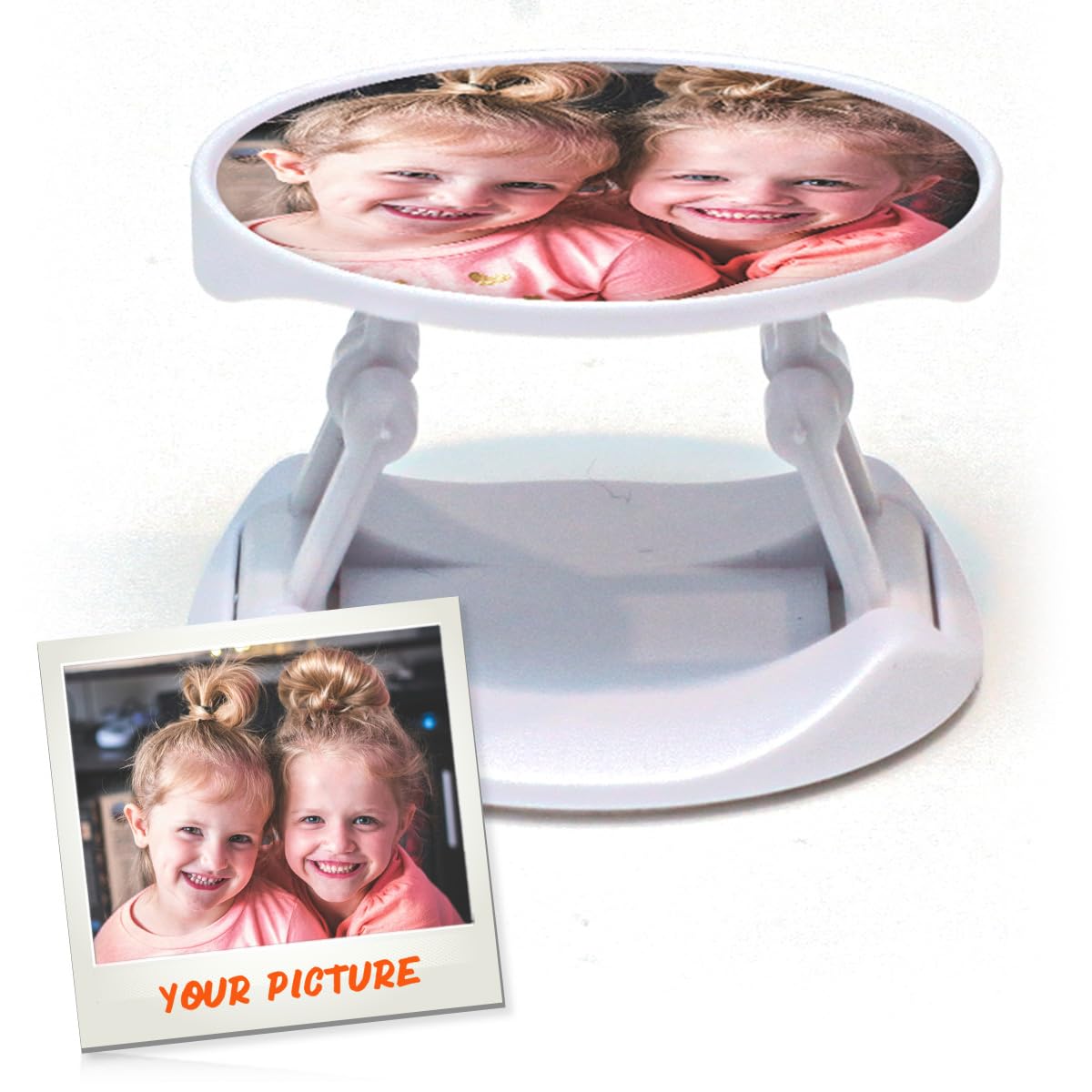 Amazon.com: Custom Phone Folding Grip White, Your Own Photo Initials ...