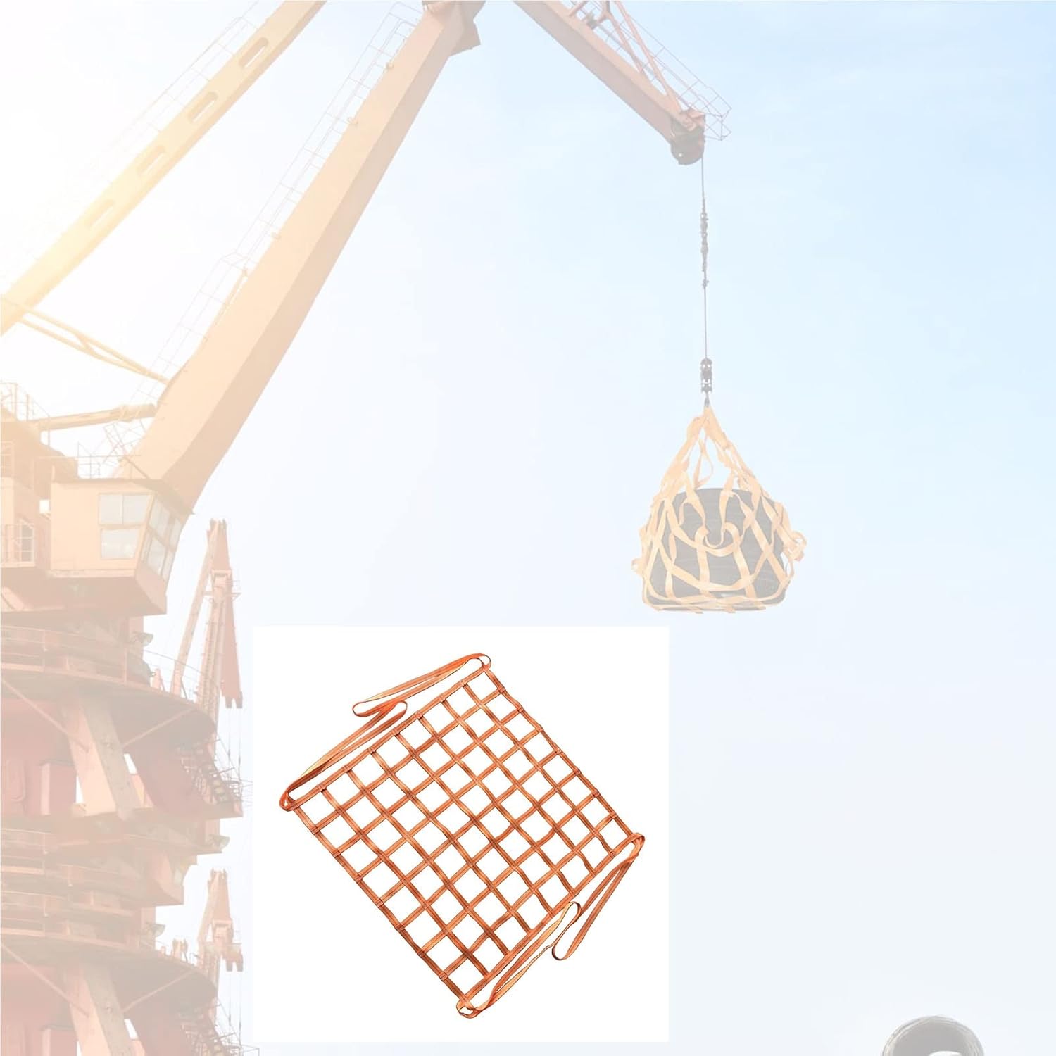 Safety Lifting Net Straps - Flat Nylon Sling Hoisting Net, Loading and ...