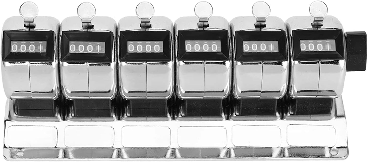 Fyearfly 4 Digit Hand Tally Counters, 6 Rows 4 Digit Metal Counter ...