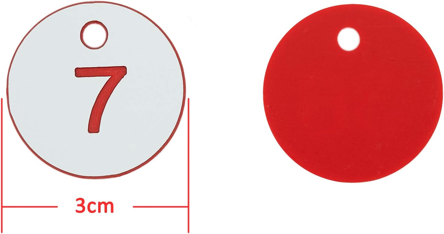 Plastic Number Tags Key Tags ID Tags Engraved Number with Key Rings (1 ...