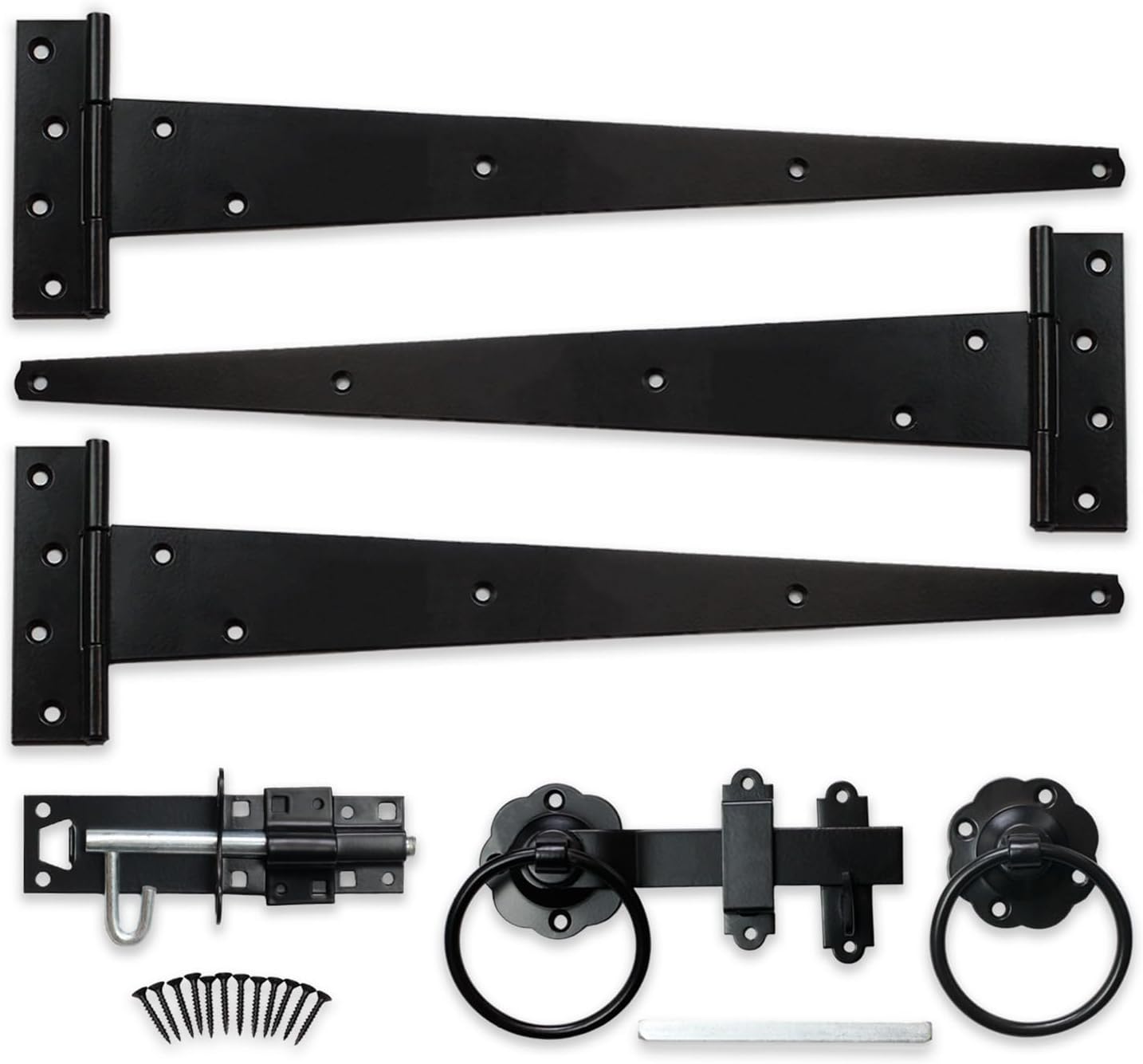 Infinity Decor Epoxy Black 18" (450mm) Tee Hinges (3) with Plain Ring ...