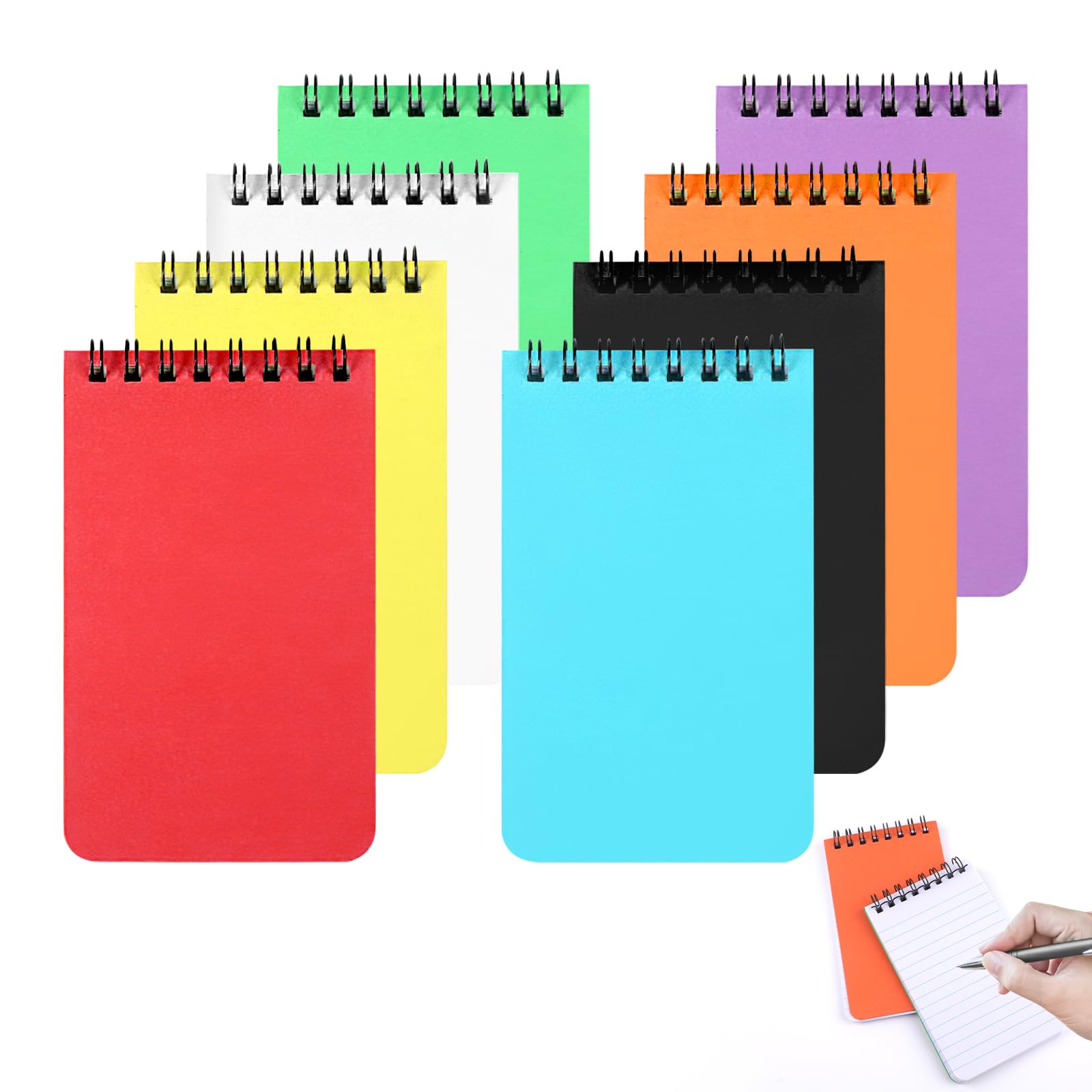 Mini Notebook,8 Pack Spiral Small Notebooks Pocket Size 12.6cm x 7.6cm ...