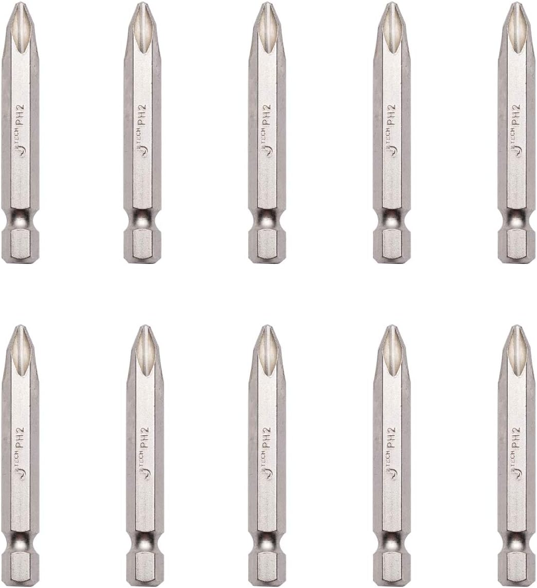 Jetech PH2 50mm Phillips Screwdriver Bits (10 Pack) - 2 inch Nickle ...