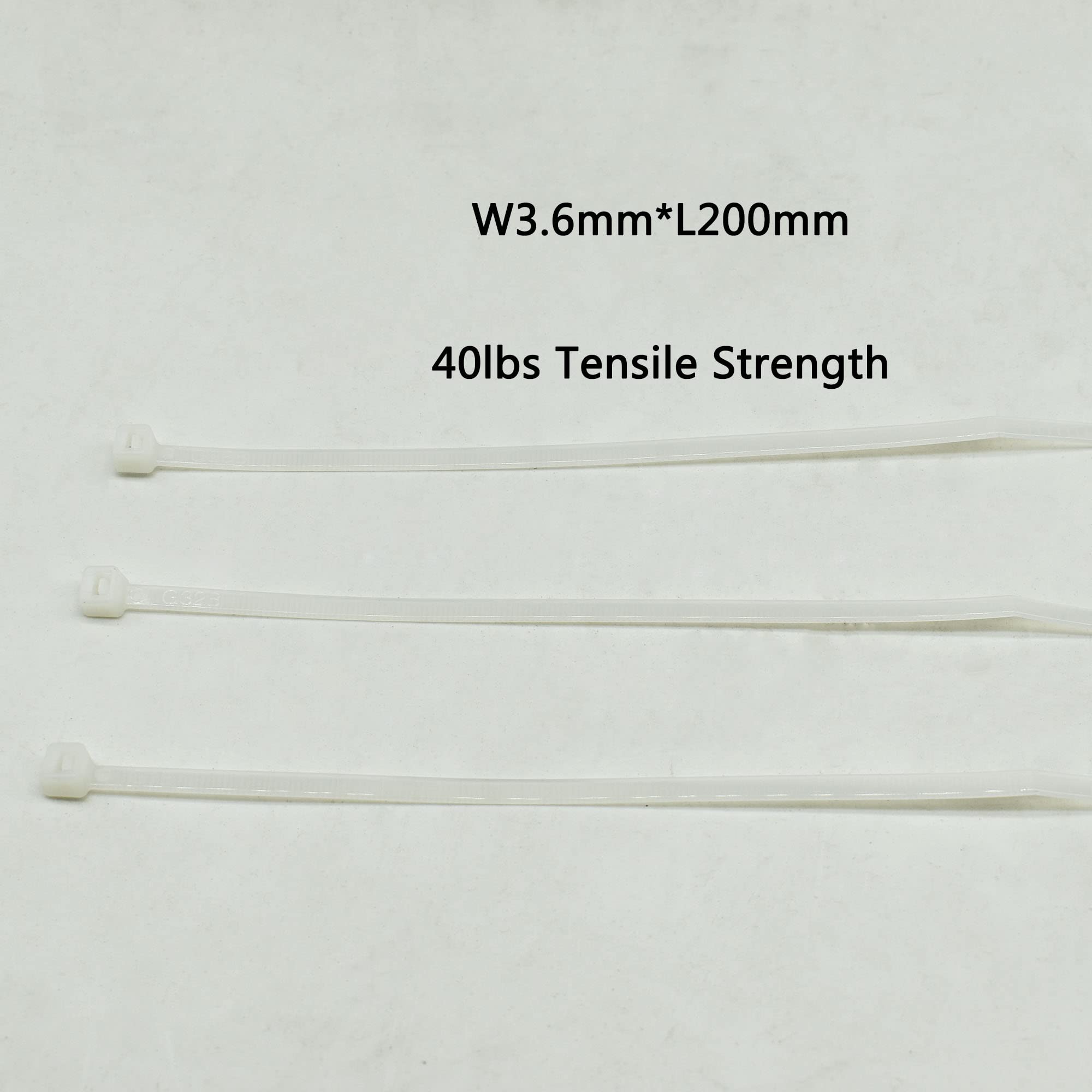 8" White Zip Cable Ties (1000 PCS), ?W3.6mm*L200mm?,40lbs Tensile ...