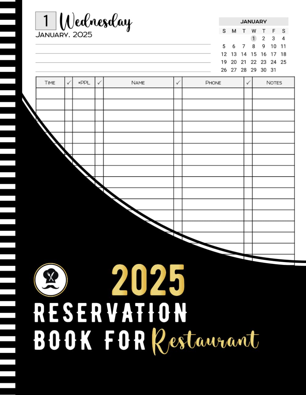 Buy reservation book for restaurant 2025: From 1 January 2025 to 31 ...