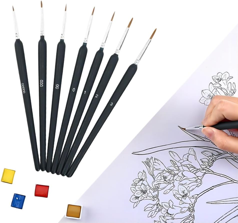 Micro Paint Brush Detail Set - Fine Paintbrush 4pc Round Size 0000 (4/0 ...