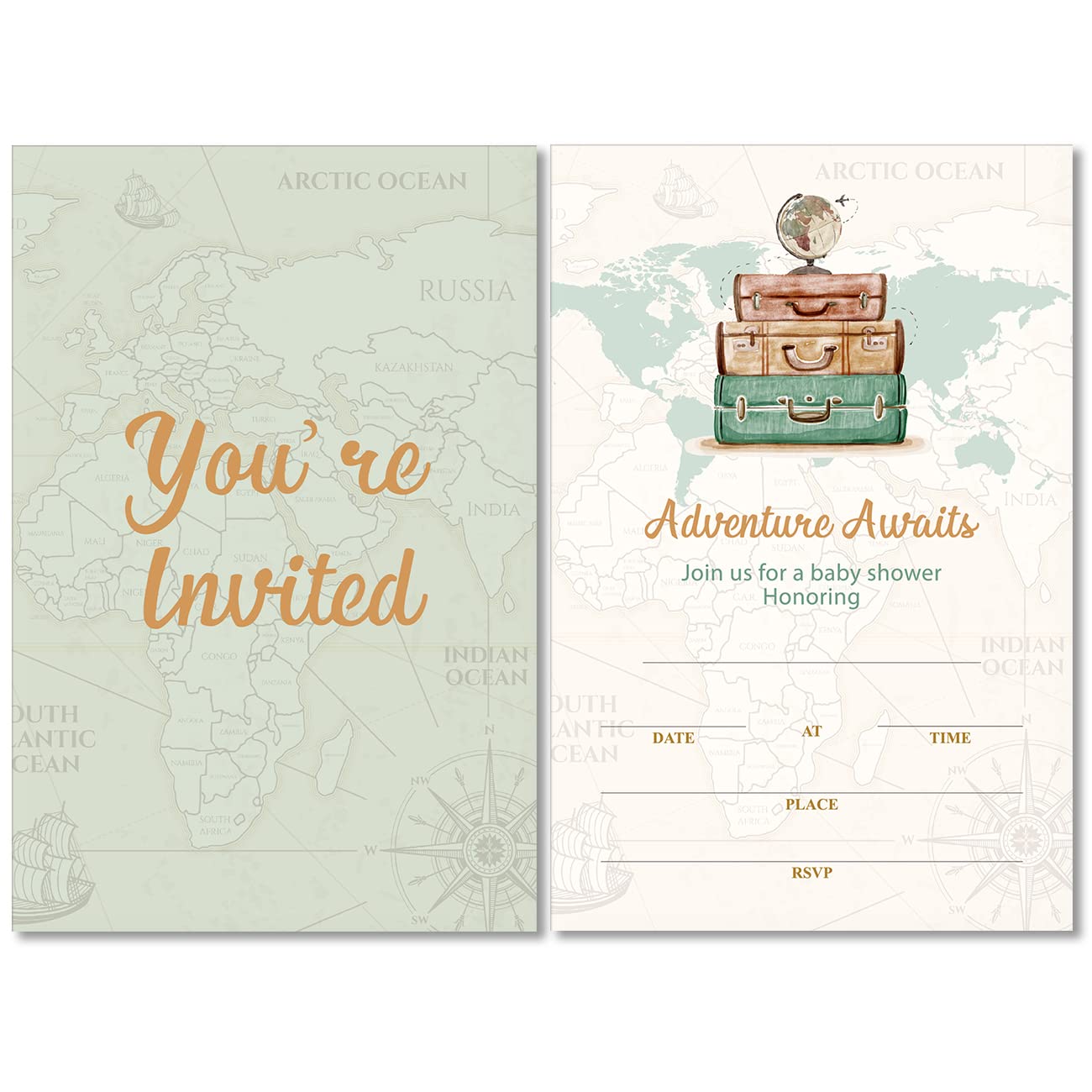 Amazon.com : Travel Baby Shower Party Invitations with Envelopes Set of ...
