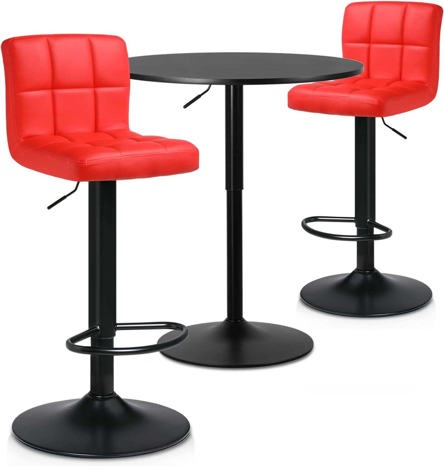 Amazon.com - Magshion Bar Table and Chair Set of 3, Red Modern Bar ...