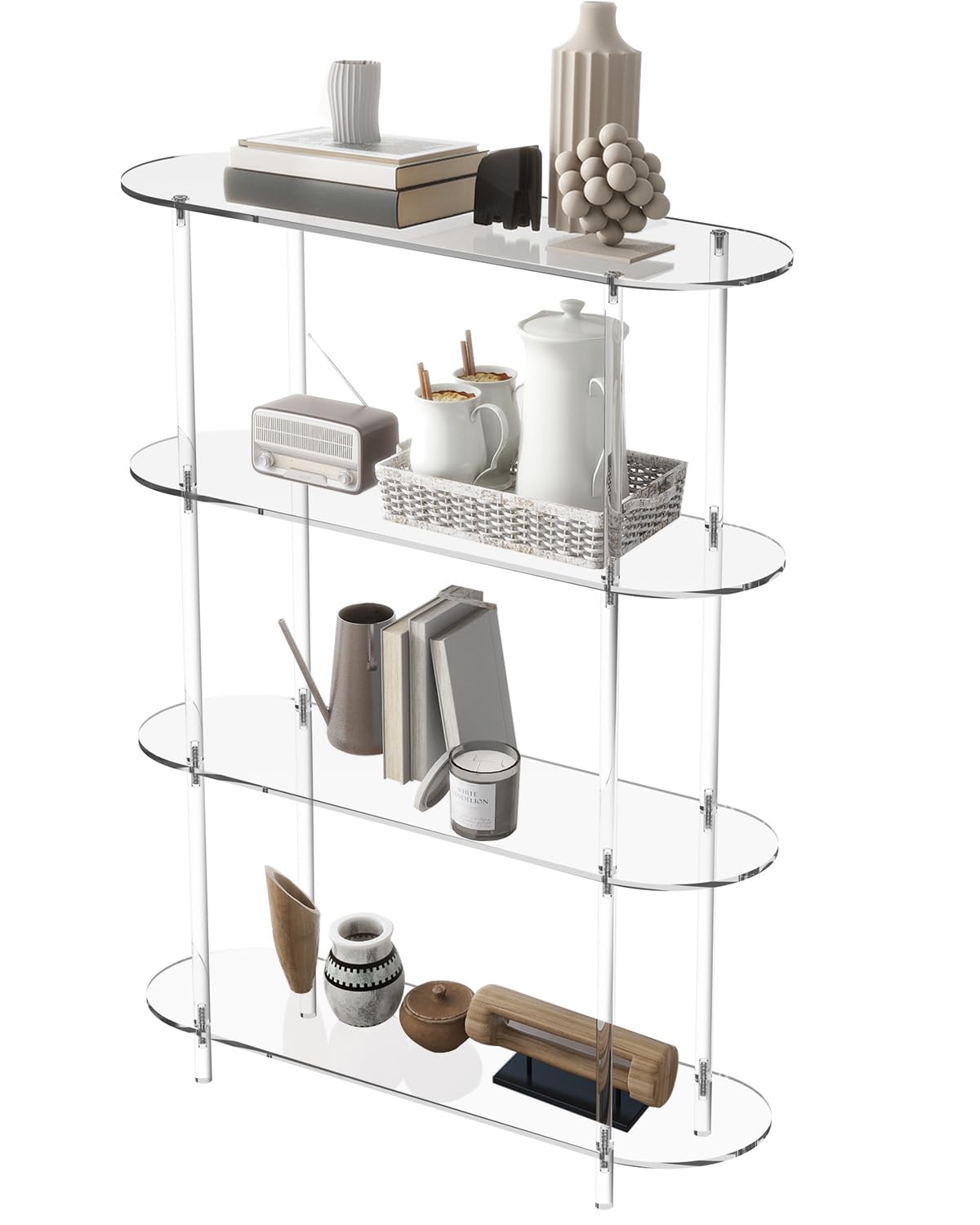 Snapklik.com : Acrylic Side Table, 4-Tier Oval Invisible Bookshelf ...