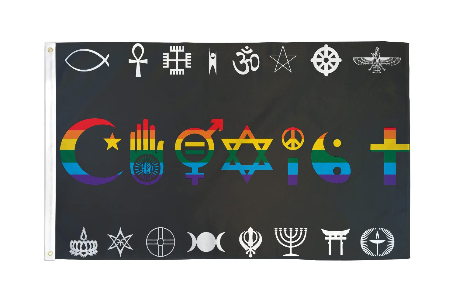 Amazon.com : Coexist Rainbow Flag 3x5ft Polyester - Banner Rainbow ...