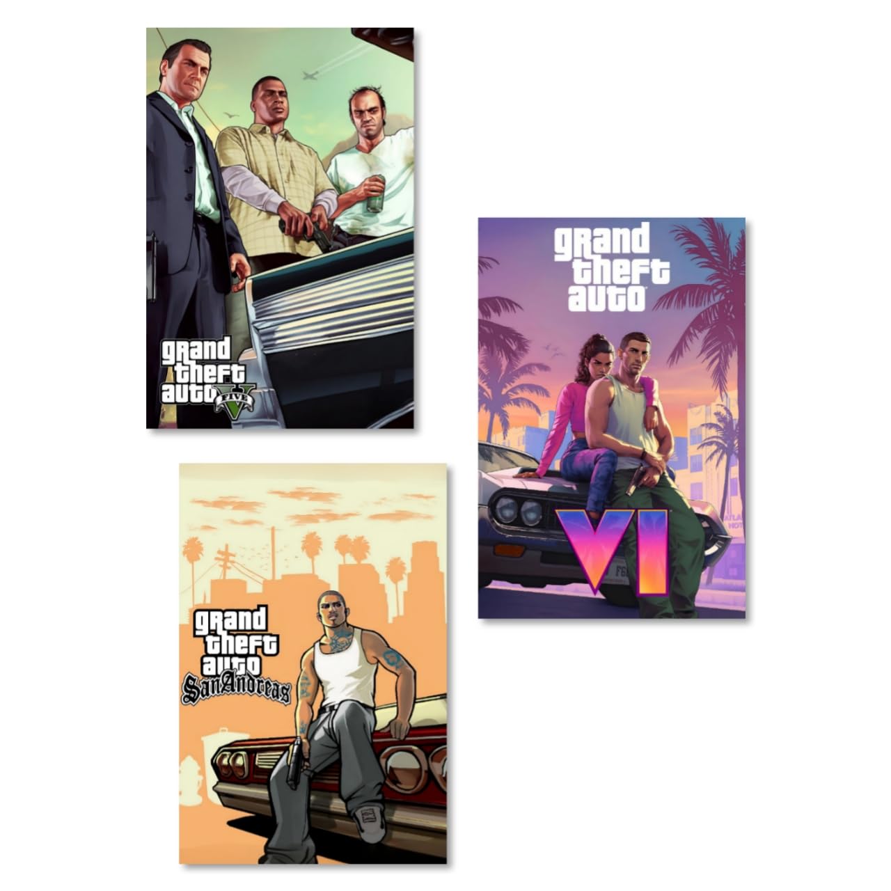 Waltractive GTA 6, GTA 5 and GTA: SA Artwork Posters - 8x12 Inches A4 ...