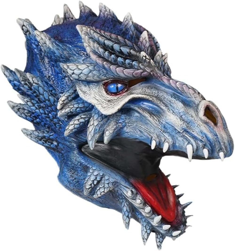 Amazon.com: Yuulibux Realistic Ice Dragon Mask Animal Head Mask for ...