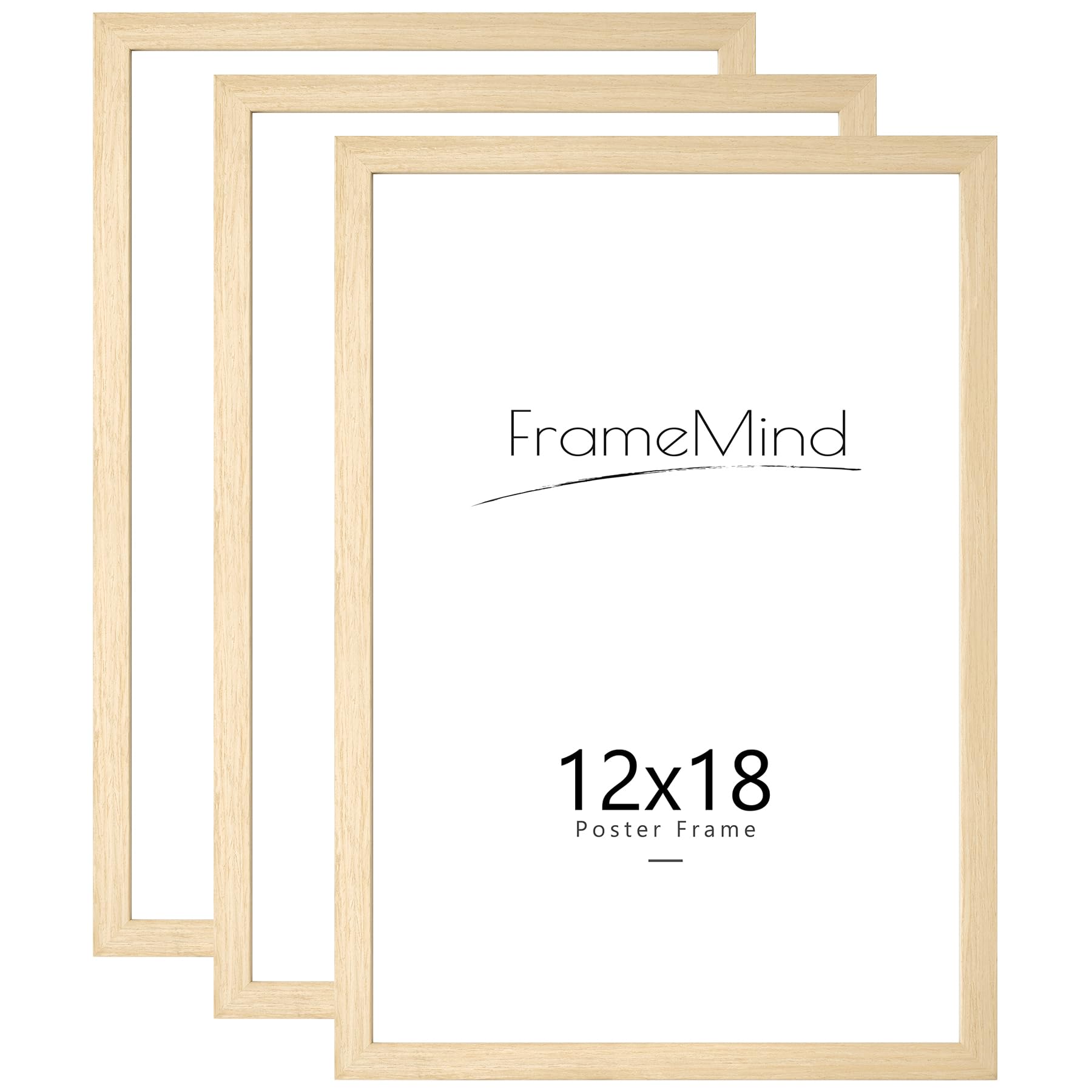 Amazon.com - FrameMind 12x18 Picture Frame Set of 3, Oak Wood Picture ...