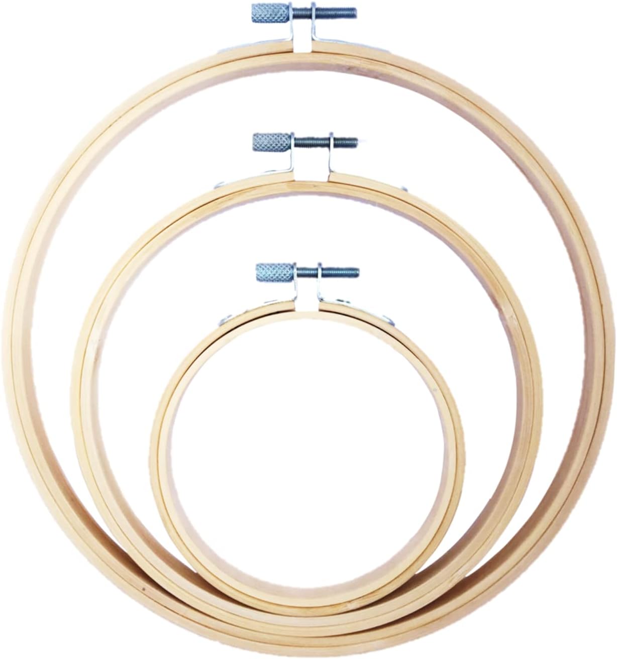 Set of 3 Bamboo Embroidery Hoops, Craft Rings for Needlework and DIY ...