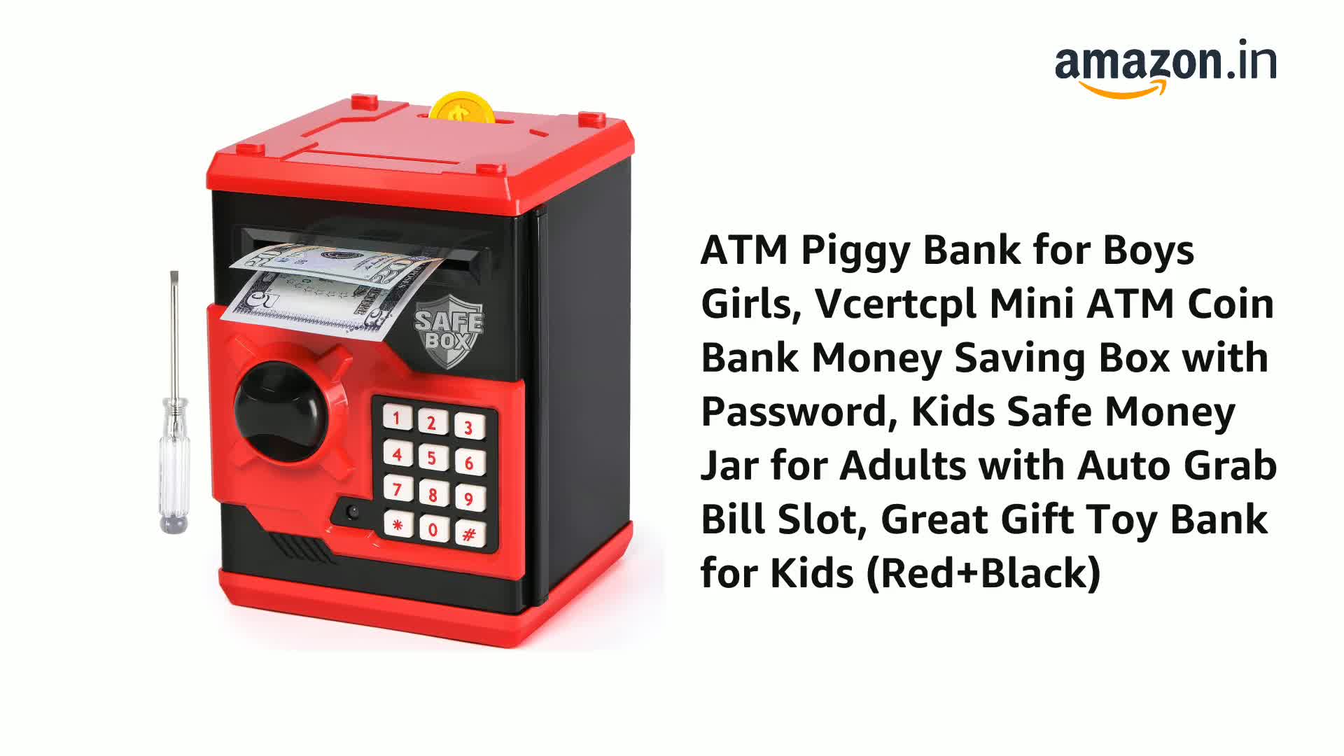 Watch ATM Piggy Bank for Boys Girls, Vcertcpl Mini ATM Coin Bank Money ...
