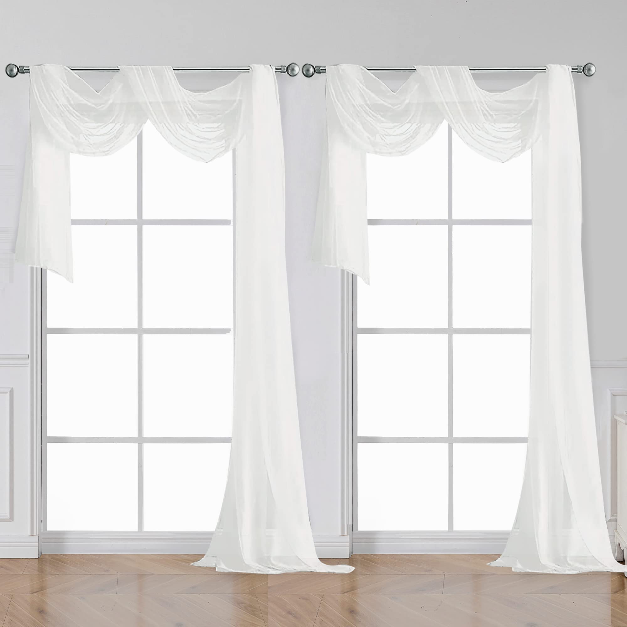Amazon.com: OWENIE Sheer White Curtains 144 inch Extra Long, Elegant and Airy Drapes Translucent ...