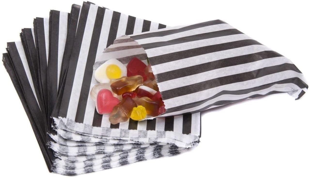 100 5" x 7" Striped Candy Sweet Paper Bags | Wedding Buffet Favour Cake ...