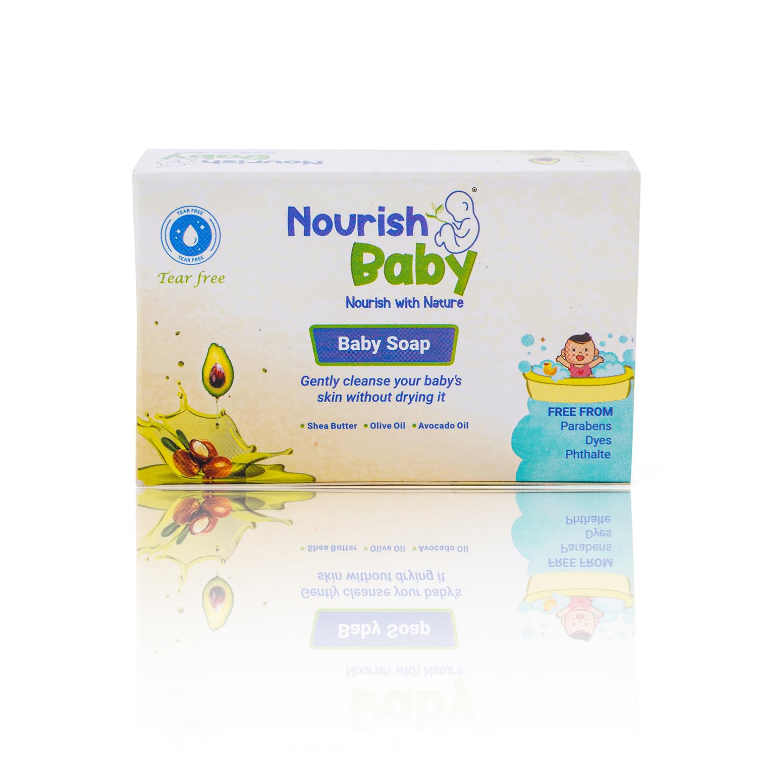 Nourish Baby Mild Tear Free Gentle Moisturising Baby Soap With Natural ...