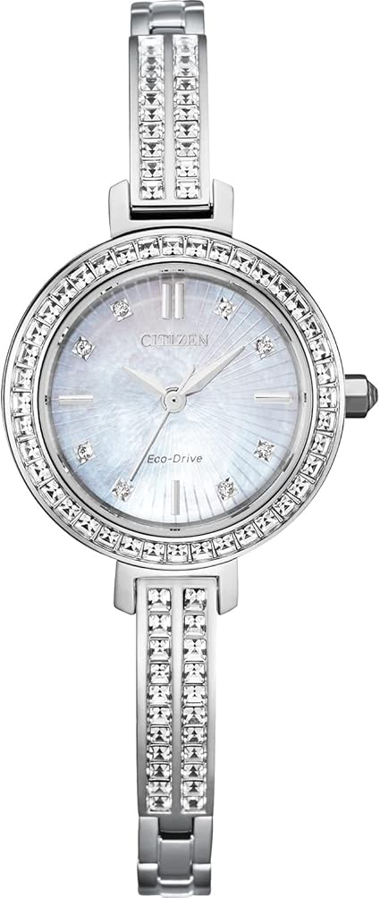 Citizen Women's Silhouette Crystal Eco-Drive Watch, White Dial, Stainless Steel, Silver (Model ...