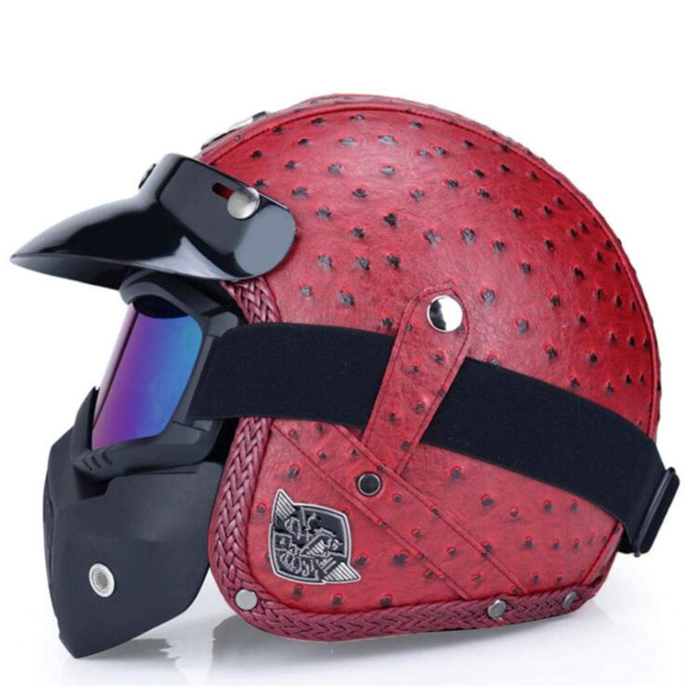 Buy Motorcycle Helmet Vintage Harley 3/4 Helmet Cruiser Leather Helmet ...