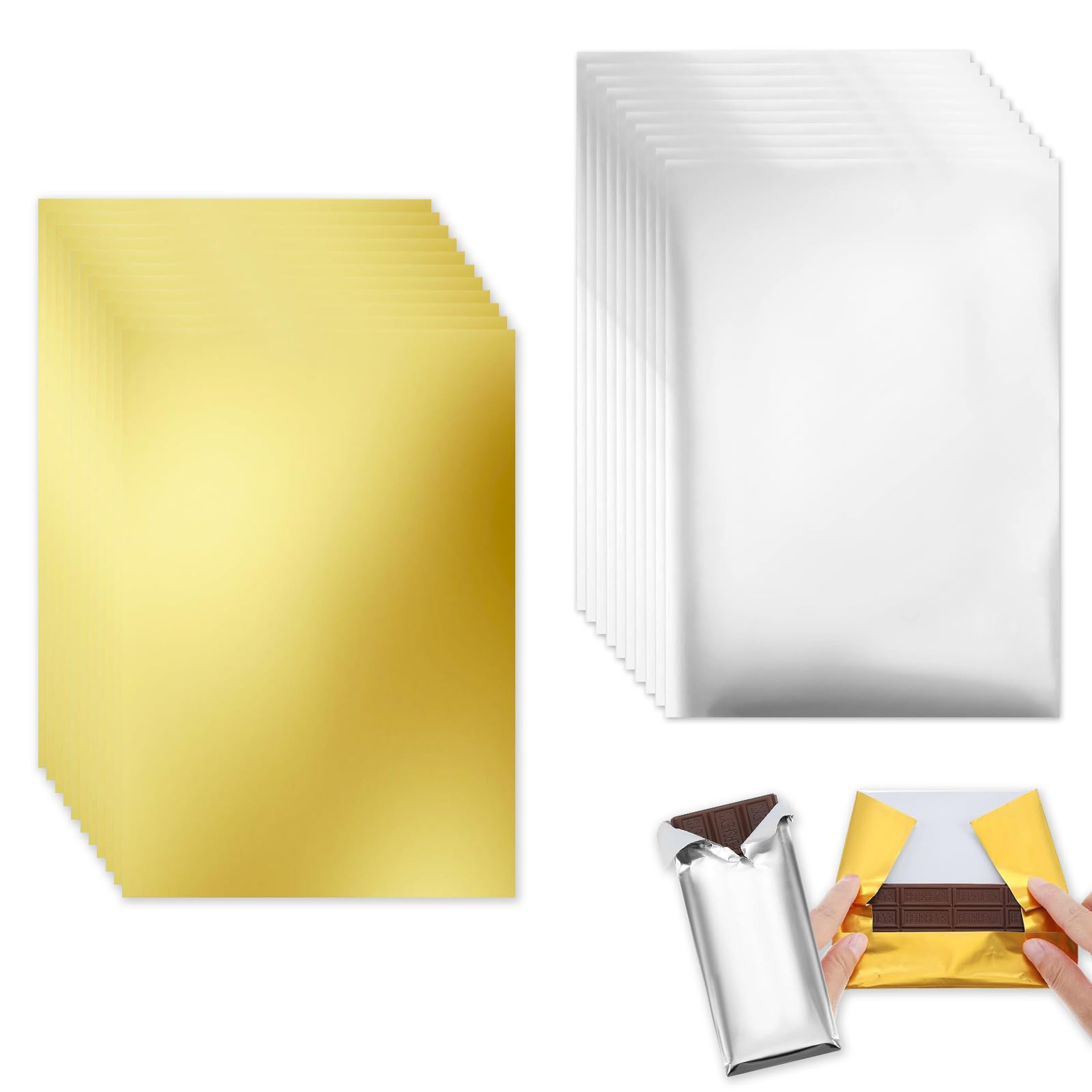 Amazon.com: 200 Pieces 7.5 x 6 inches Chocolate Foil Wrappers, Gold ...