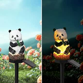 YZYOE Solar Energy Panda Light, Garden Decoration Resin Cute Animal ...