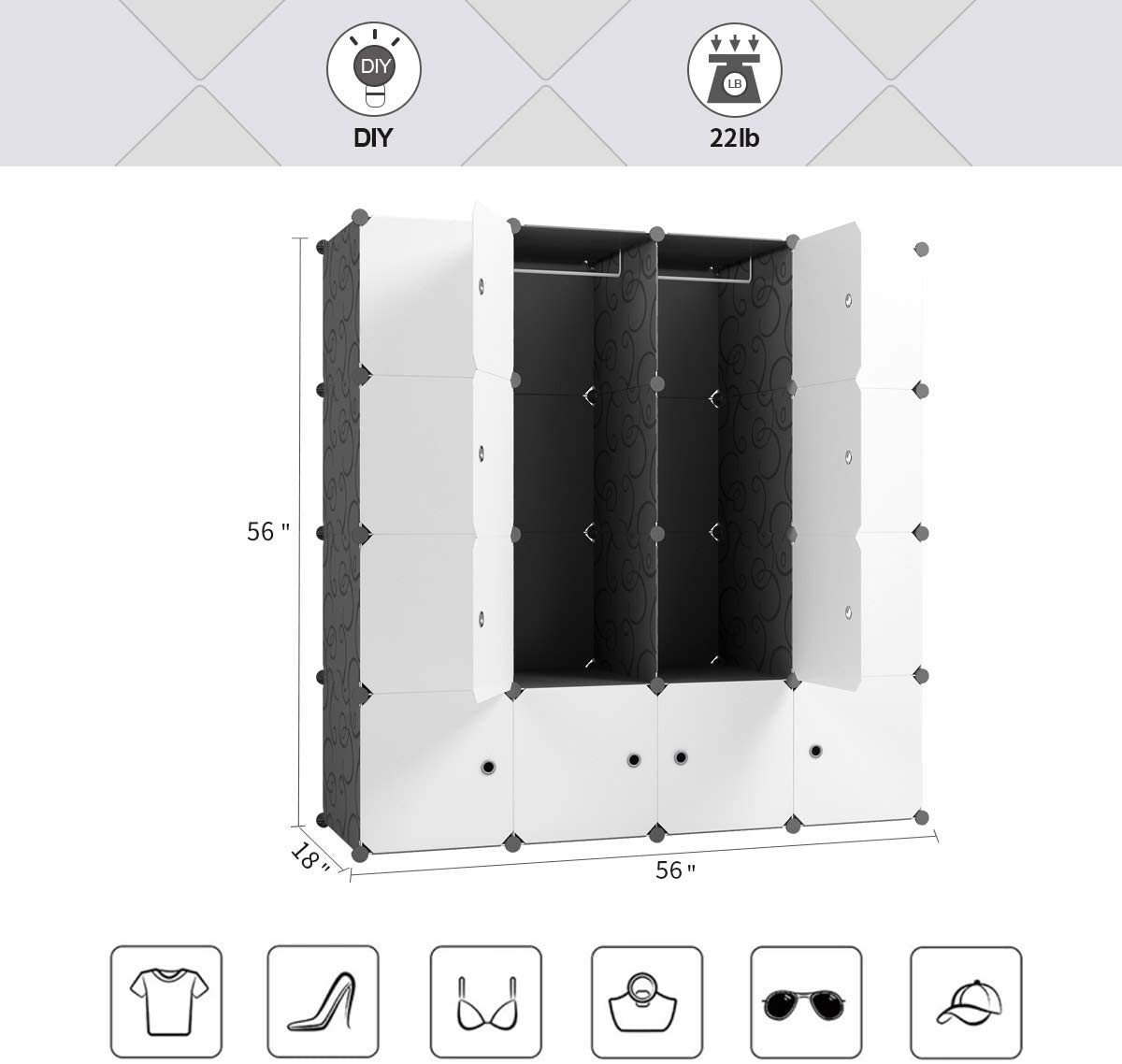 HOMIDEC Portable Closet Wardrobe with Clothes Hanging...B08GQ3DDSC ...