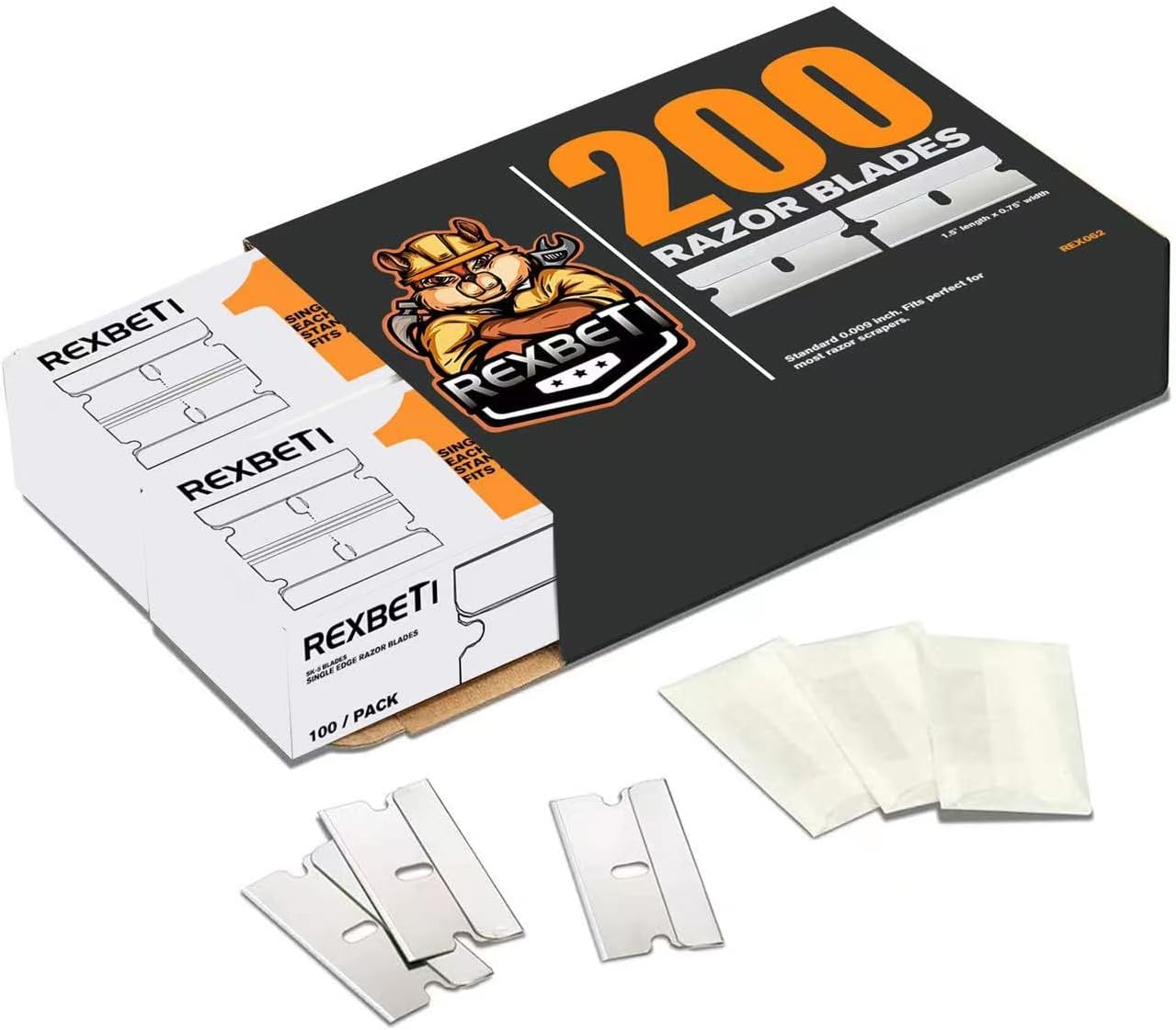 Amazon.com: REXBETI 200PCS Single Edge Razor Blades, Industrial Razor ...
