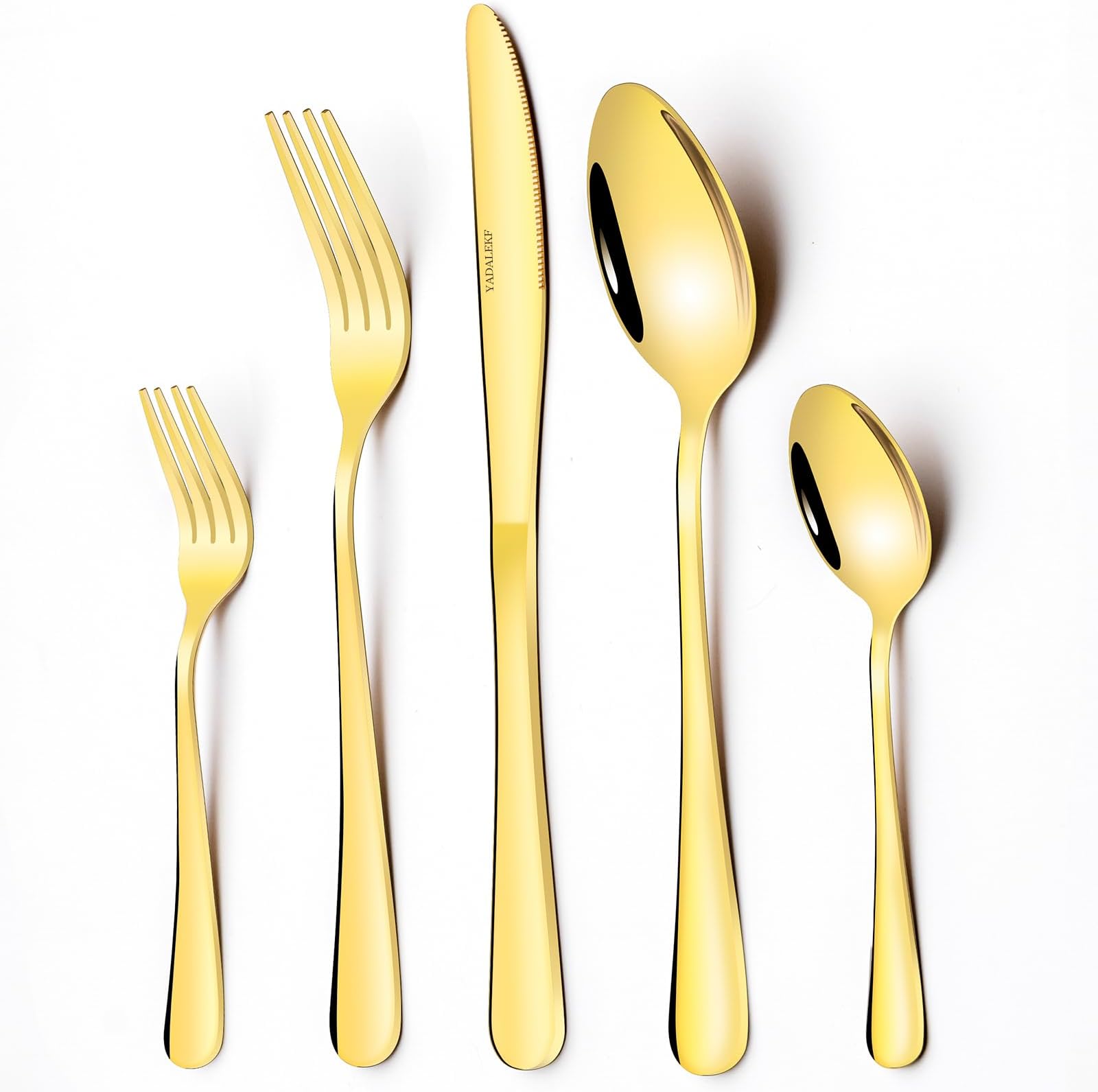 Amazon.com | 24-Piece Gold Silverware Set with Wooden Gift Box ...