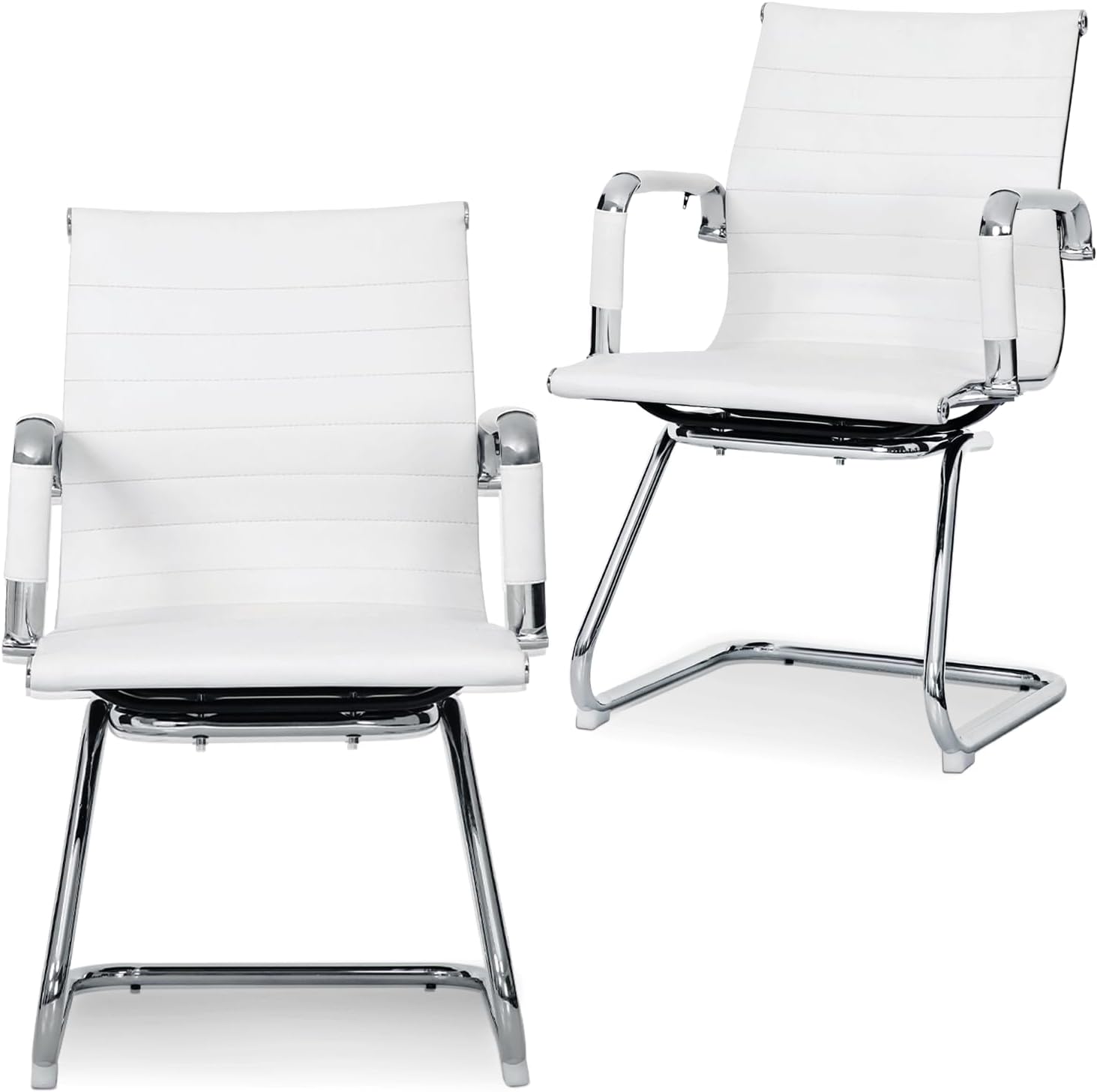 Amazon.com: Athena Collection Desk Chairs No Wheels Set of 2, PU ...