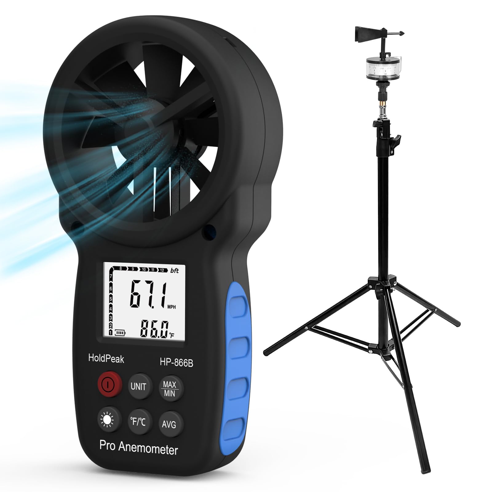 With An Anemometer Measuring Wind