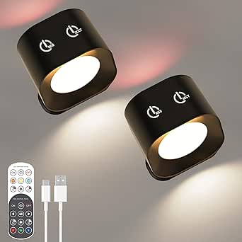 2 Pack Rechargeable Wall Light,Battery Operated Sconce Picture Light ...