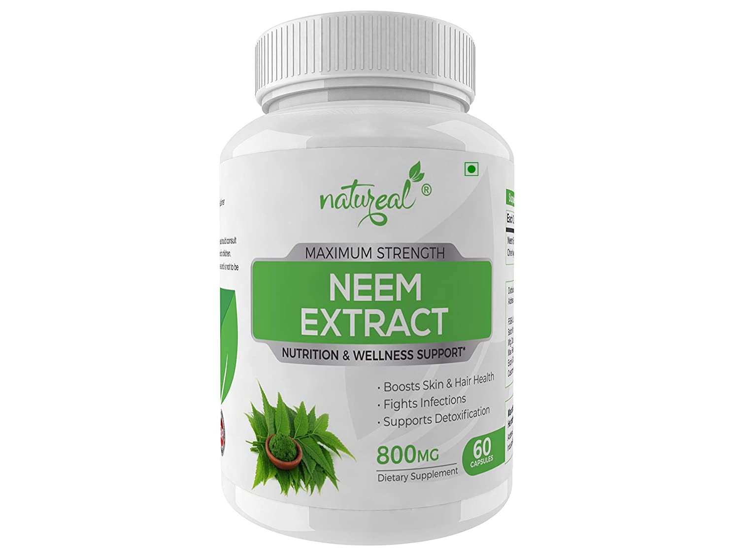 Natureal Neem Extract for Skin & Hair Care - 60 Capsules (Pack of 1 ...