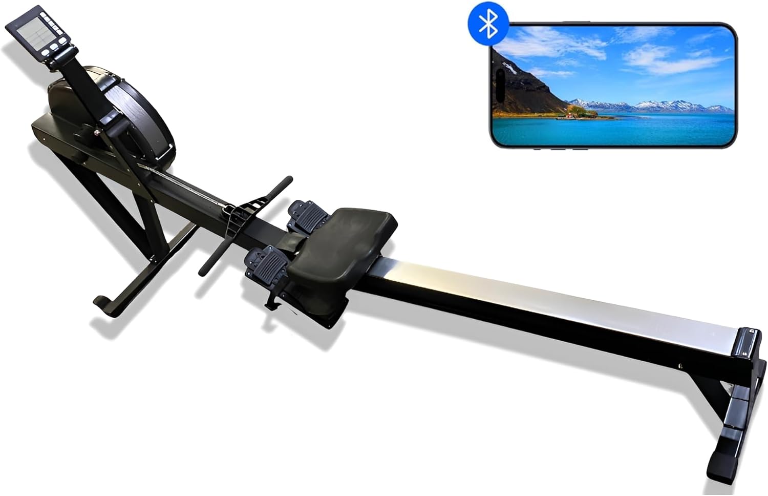 Air Rowing Machine, Indoor Foldable Rower with Digital Monitor & Steel ...