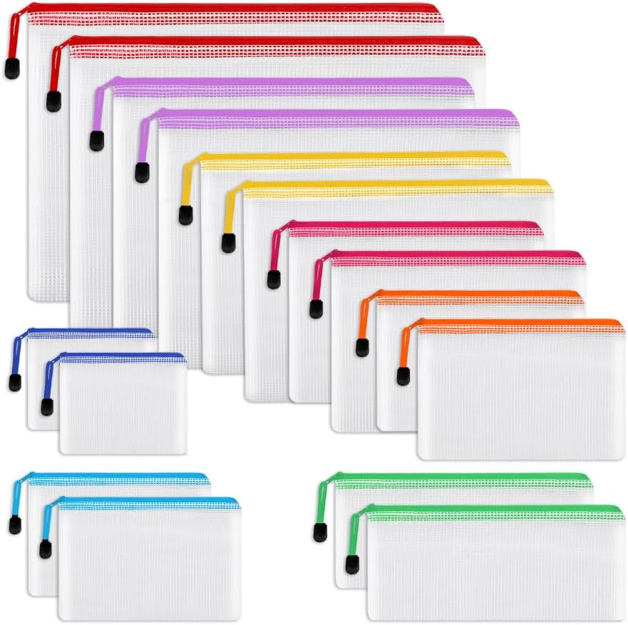 Amazon.com : 24pcs Mesh Zipper Pouch Bags - 8 Sizes Plastic Zipper ...