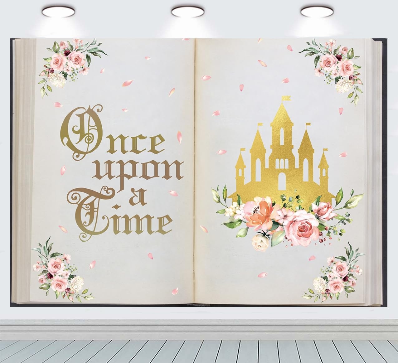 INRUI Once Upon a Time Backdrop Fairy Tale Books Castle Pink Floral ...