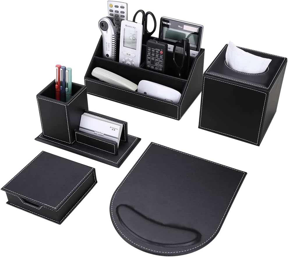 Amazon.com: MOOGCO Desk Organizers - Desk Accessories - Leather Desk ...