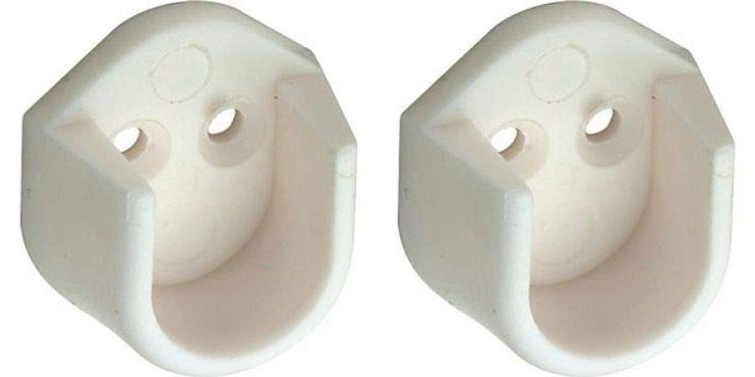 White Wardrobe End Supports Brackets for Oval Wardrobe Rails Poles ...