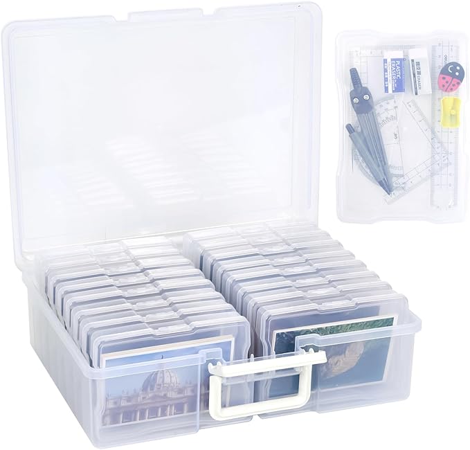 Fotoopbergbox met scheidingswand, 16 stuks, foto-organizer, kunststof ...