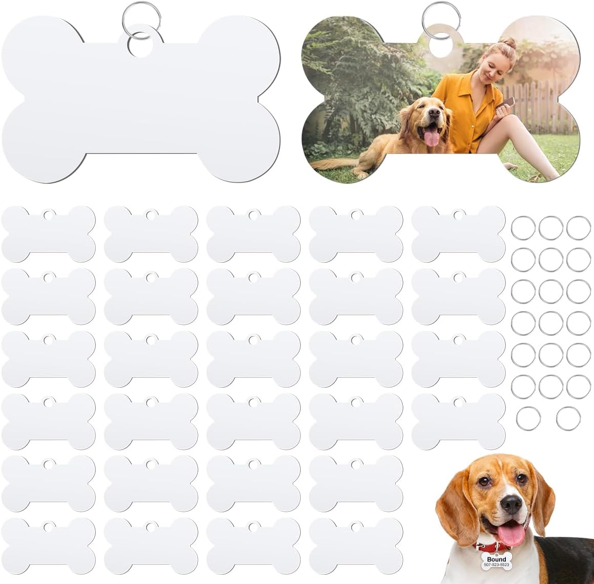 Amazon.com : FAURAPMNG 30 Pcs Sublimation Aluminum Dog Tag With 20 Pcs ...
