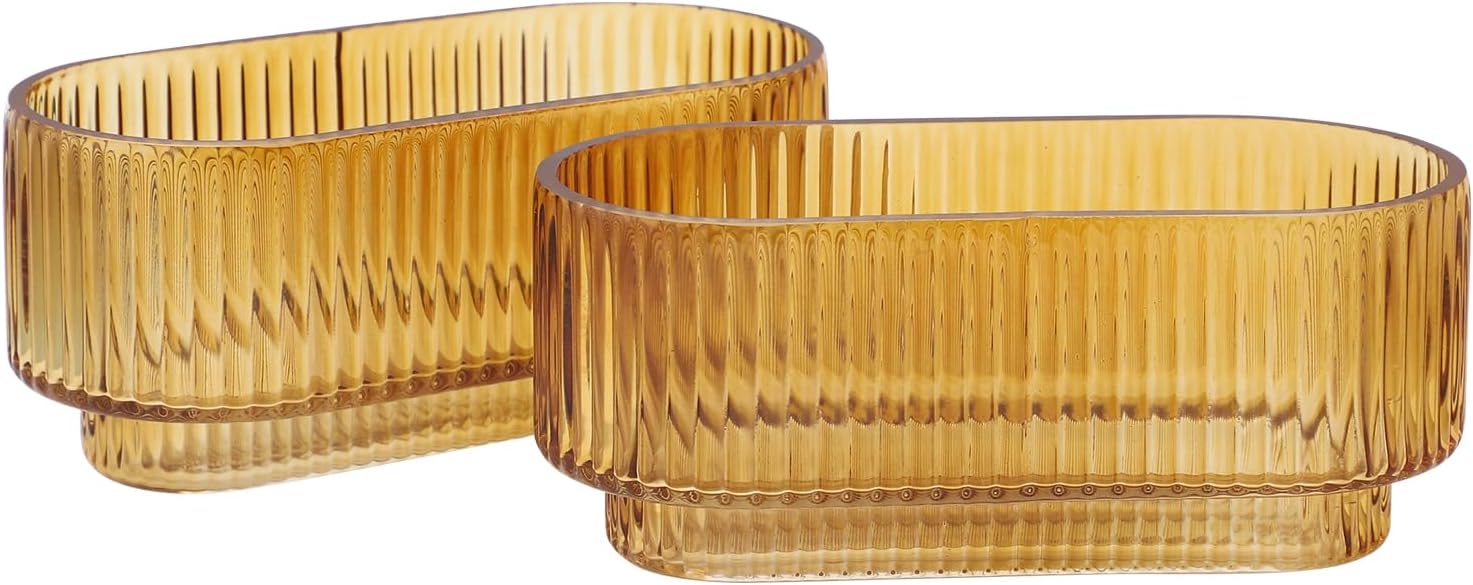 Amazon.com: MARTAGE Ribbed Glass Vases, Small Vases for Flowers Set of ...