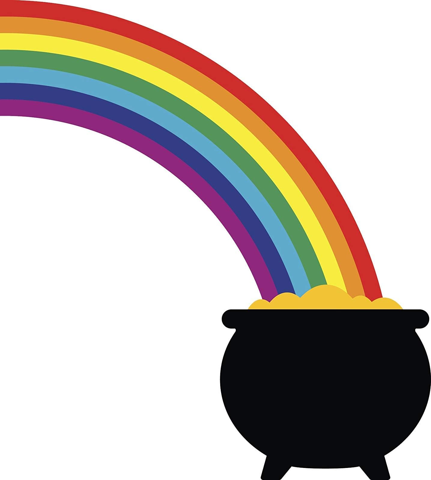 Amazon.com: Pot of Gold at End of Rainbow Cartoon Vinyl Decal Bumper ...