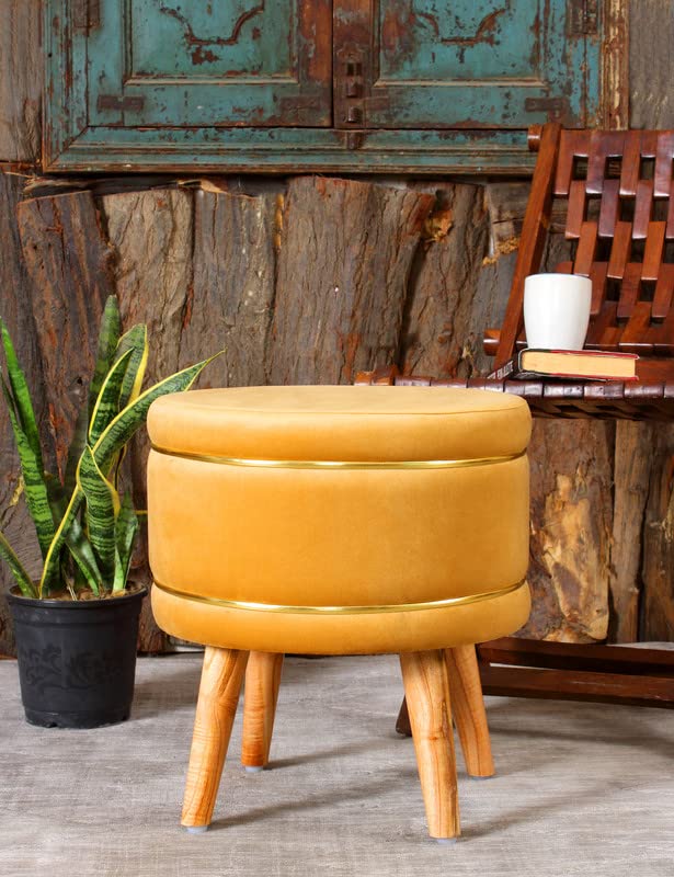 ShadowKart Pouffes Sitting Stool for Living Room, Mudda Puffy Wooden ...