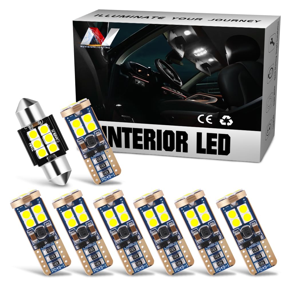 Snapklik.com : NUVISION LIGHTING 8 Pcs Dome Light LED Car Interior Bulb ...
