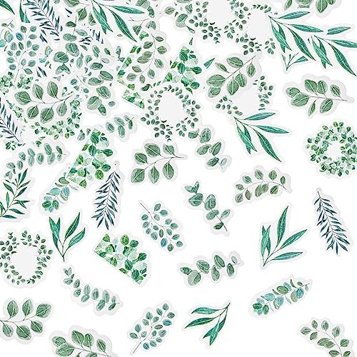 Amazon.com: HINZIC 90pcs Watercolor Green Plant Stickers Cute Leaves ...