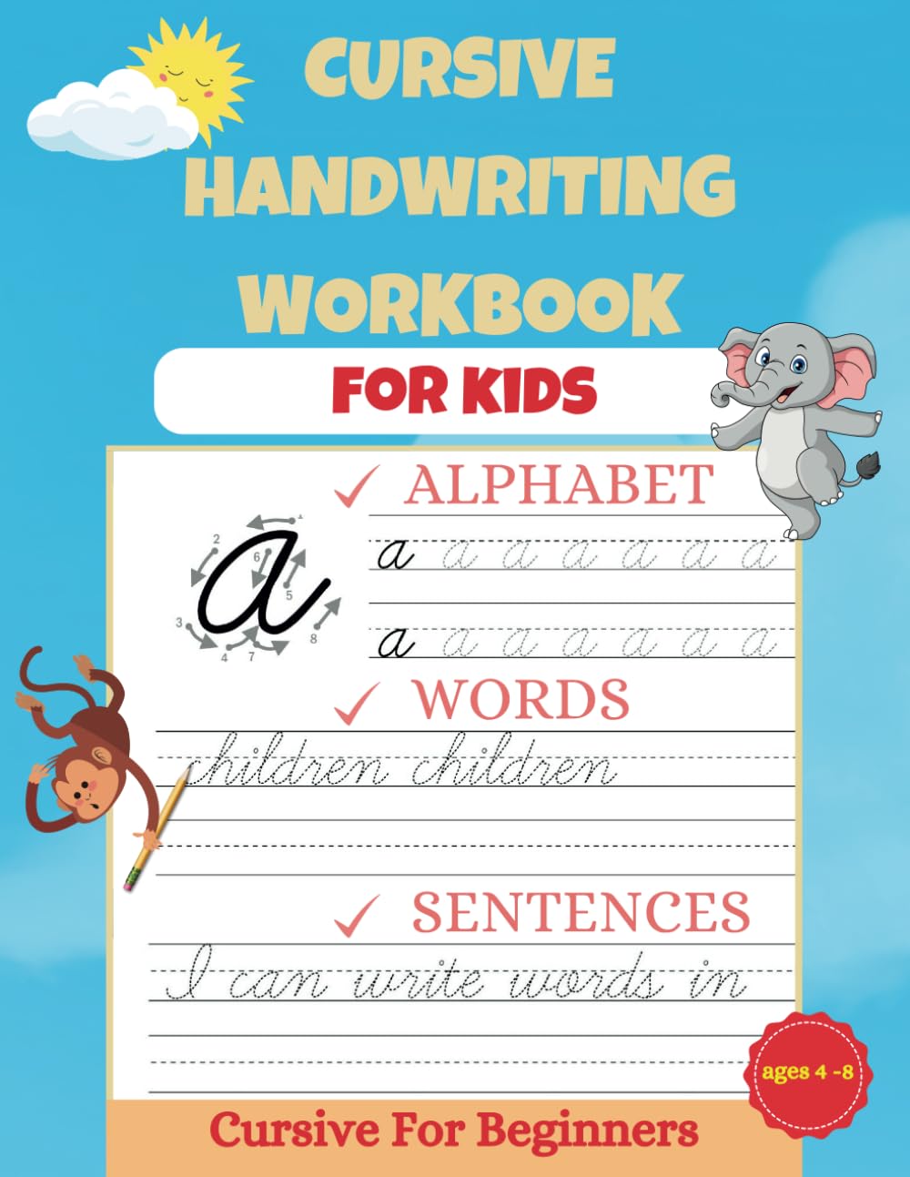 cursive handwriting workbook for kids age 4-8: Cursive Handwriting ...