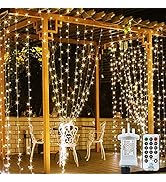 Curtain Fairy Lights Waterproof, 3m×3m 300LED Fairy Lights with 8 Modes ...