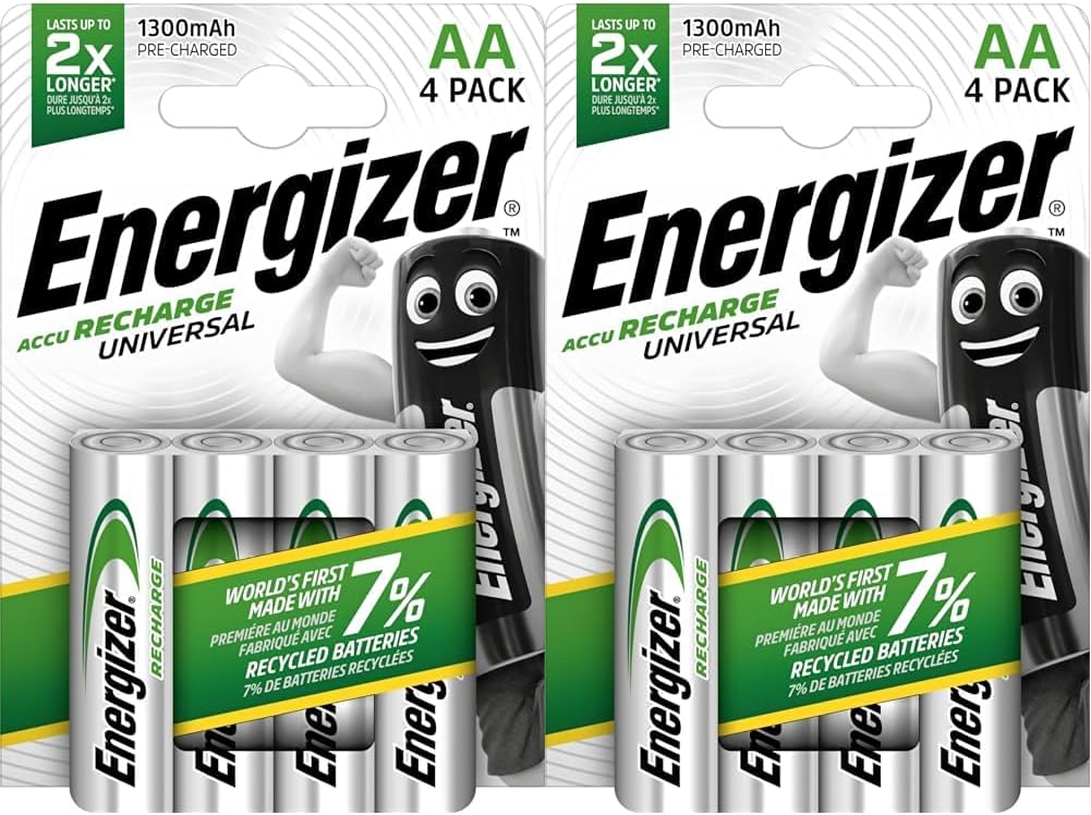 Energizer Rechargeable AA Batteries, Universal Double AA, Pack of 8 ...