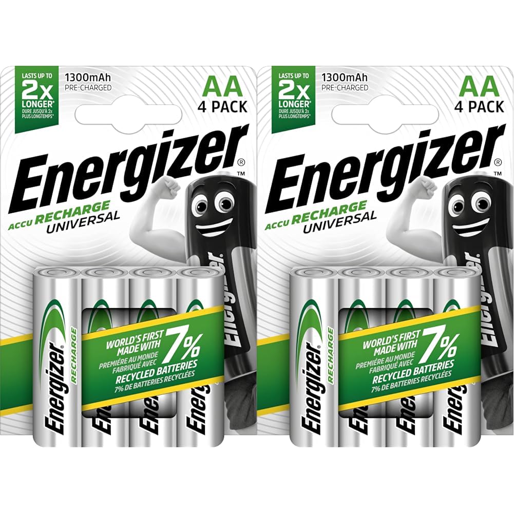 Energizer Rechargeable AA Batteries, Universal Double AA, Pack of 8 ...